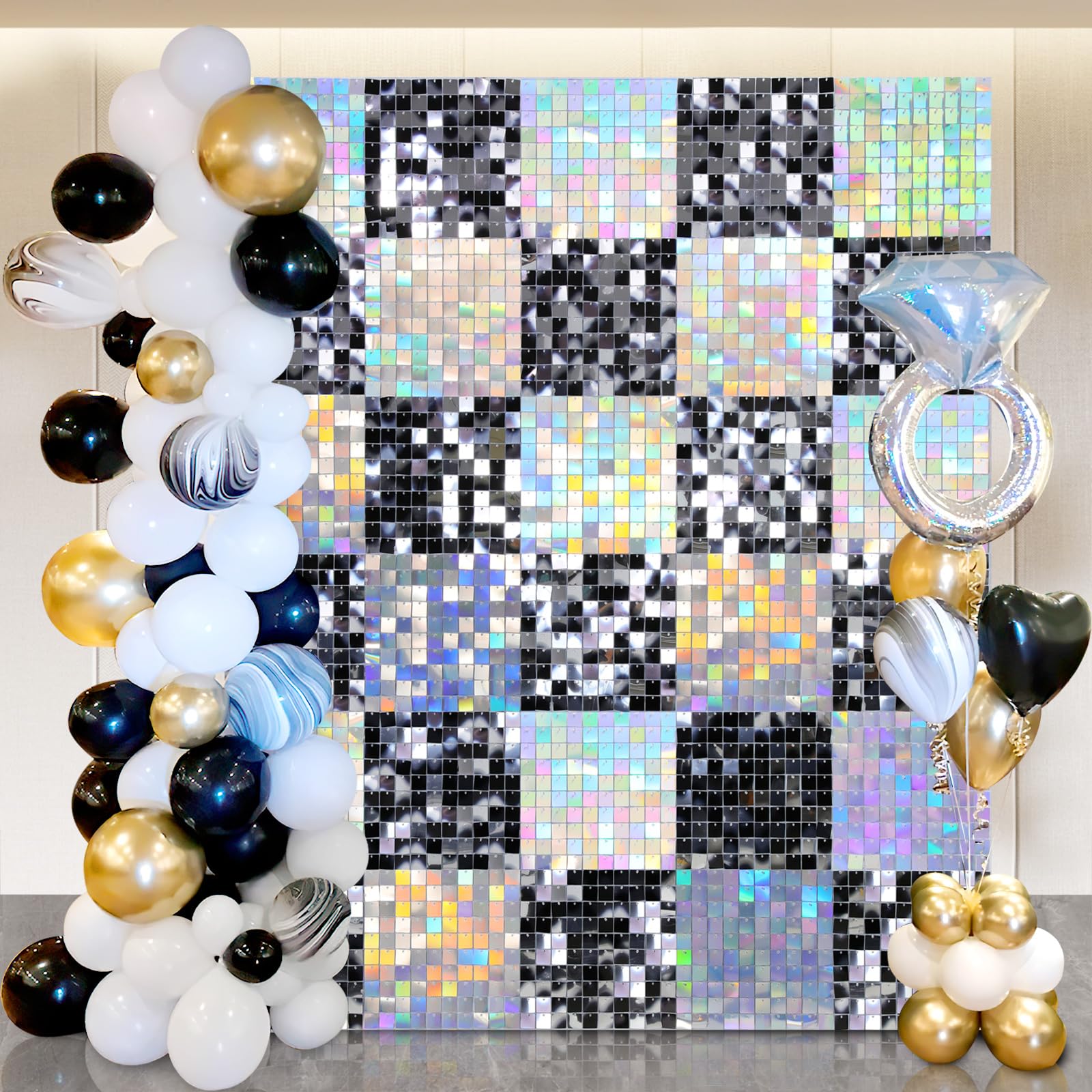 Shimmer Wall Panel Backdrop Sequin Panel Backdrop 36 Panels Black ...