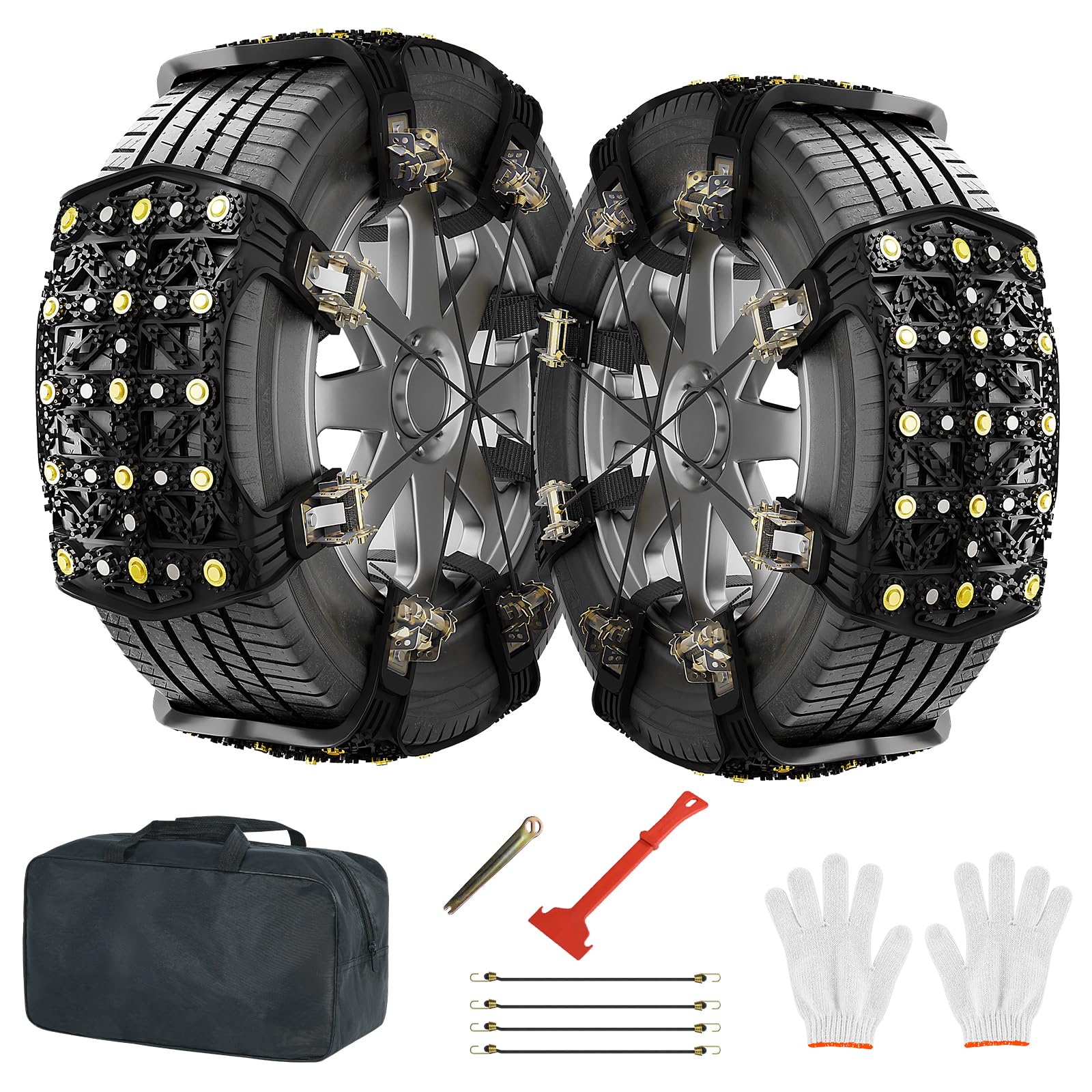 LILYPELLE Upgraded Snow Chains 8 Pack, Tire Chains for Cars/SUVs/Pickup ...