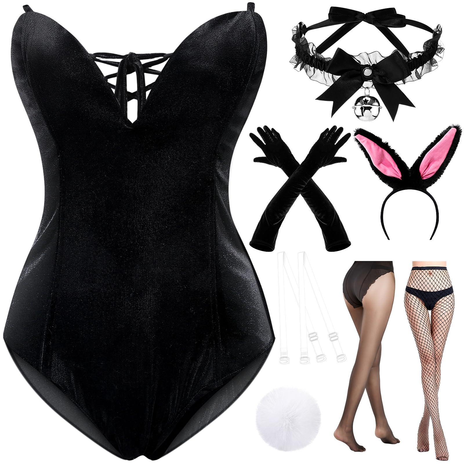Chicingyou Women Velvet Bunny Costume Anime Cosplay Costume Halloween ...