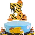 Amazon.com: Ohiviaaa Construction 3rd Birthday Cake Topper for Kids Boy ...