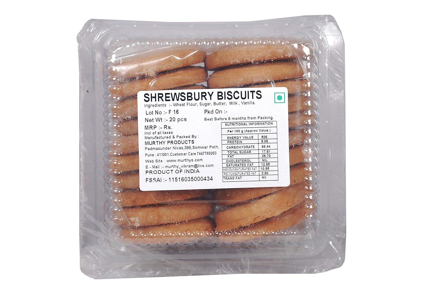 Murthy's Bakery Shrewsbury Biscuits, 20 Pieces: Amazon.in: Grocery ...