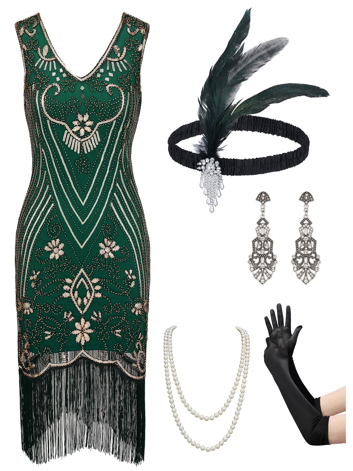 YESSA Flapper Dresses 1920s Dresses for Women,Fringe Great Gatsby ...