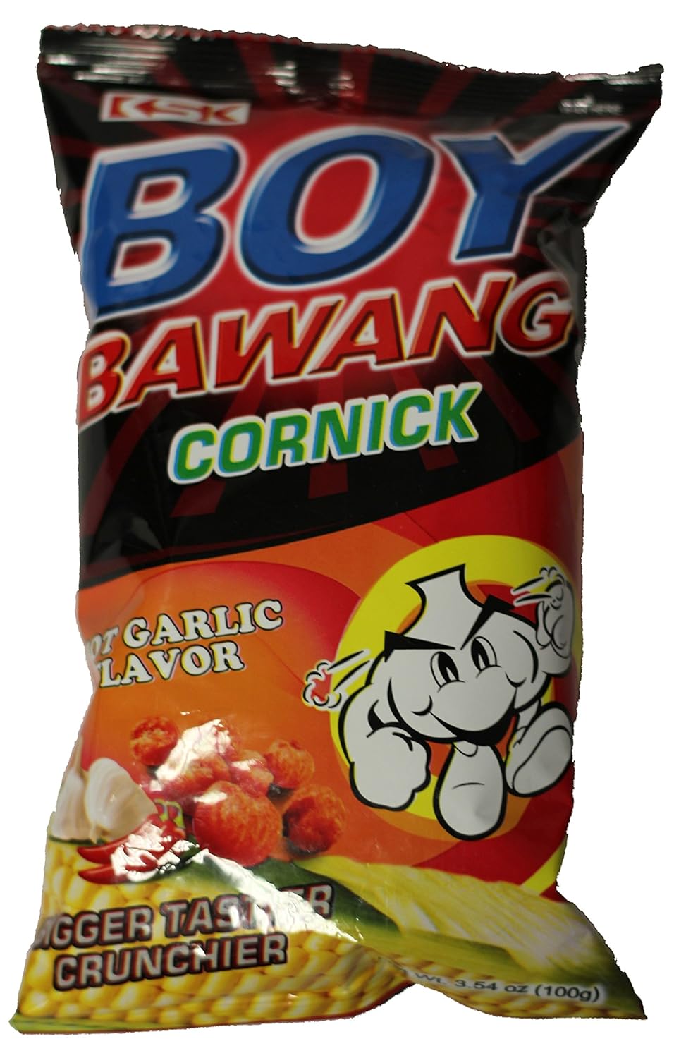 Hot Garlic Flavor Cornick (Corn Snacks) - Four 3.54 oz. bags. by Boy ...