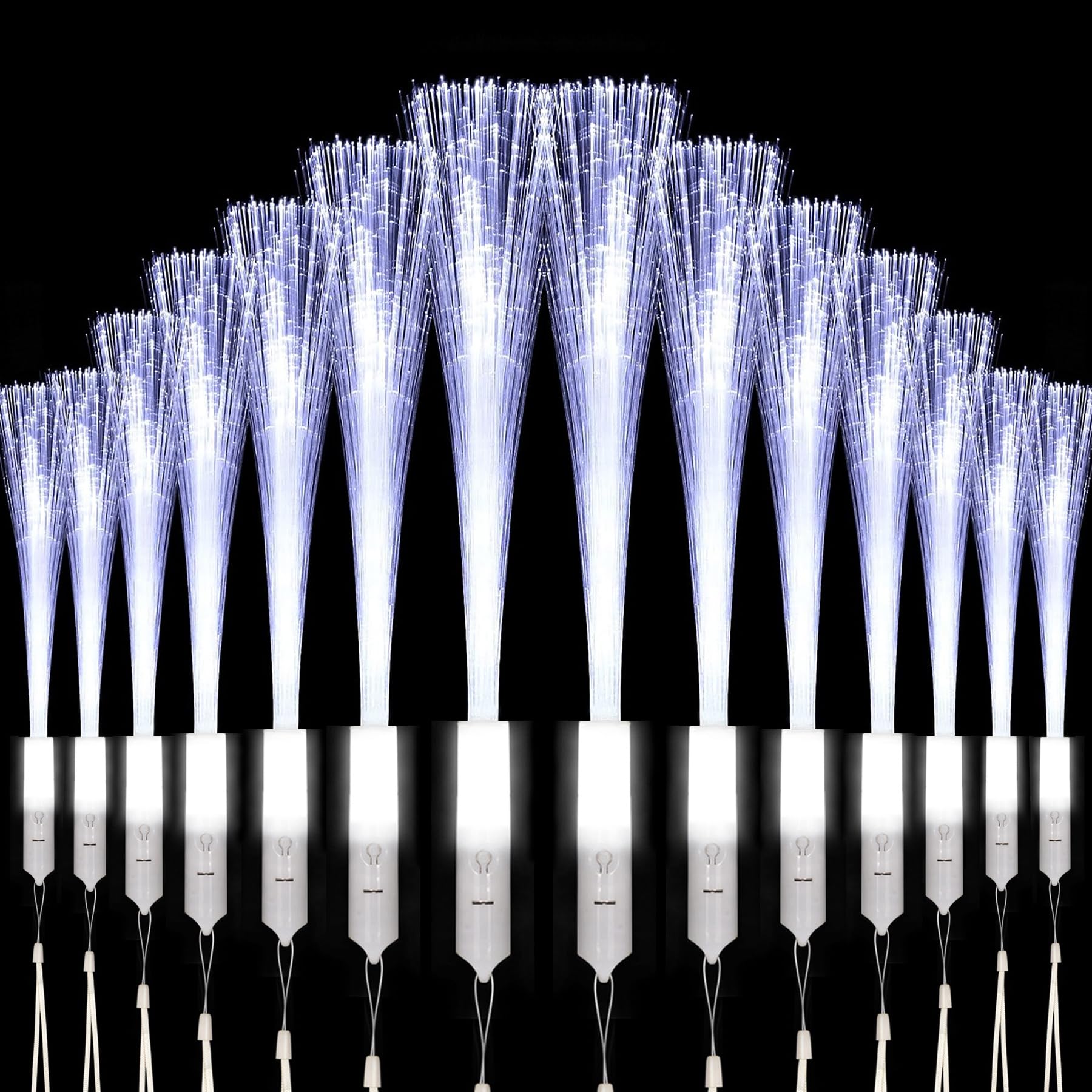 YOFOBU 60 PCS White Fiber Optic Wands Glow Fiber Wands Bulk LED Light ...