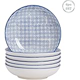 Nicola Spring 6 Piece Hand Printed Pasta Bowl Set - Japanese Style ...