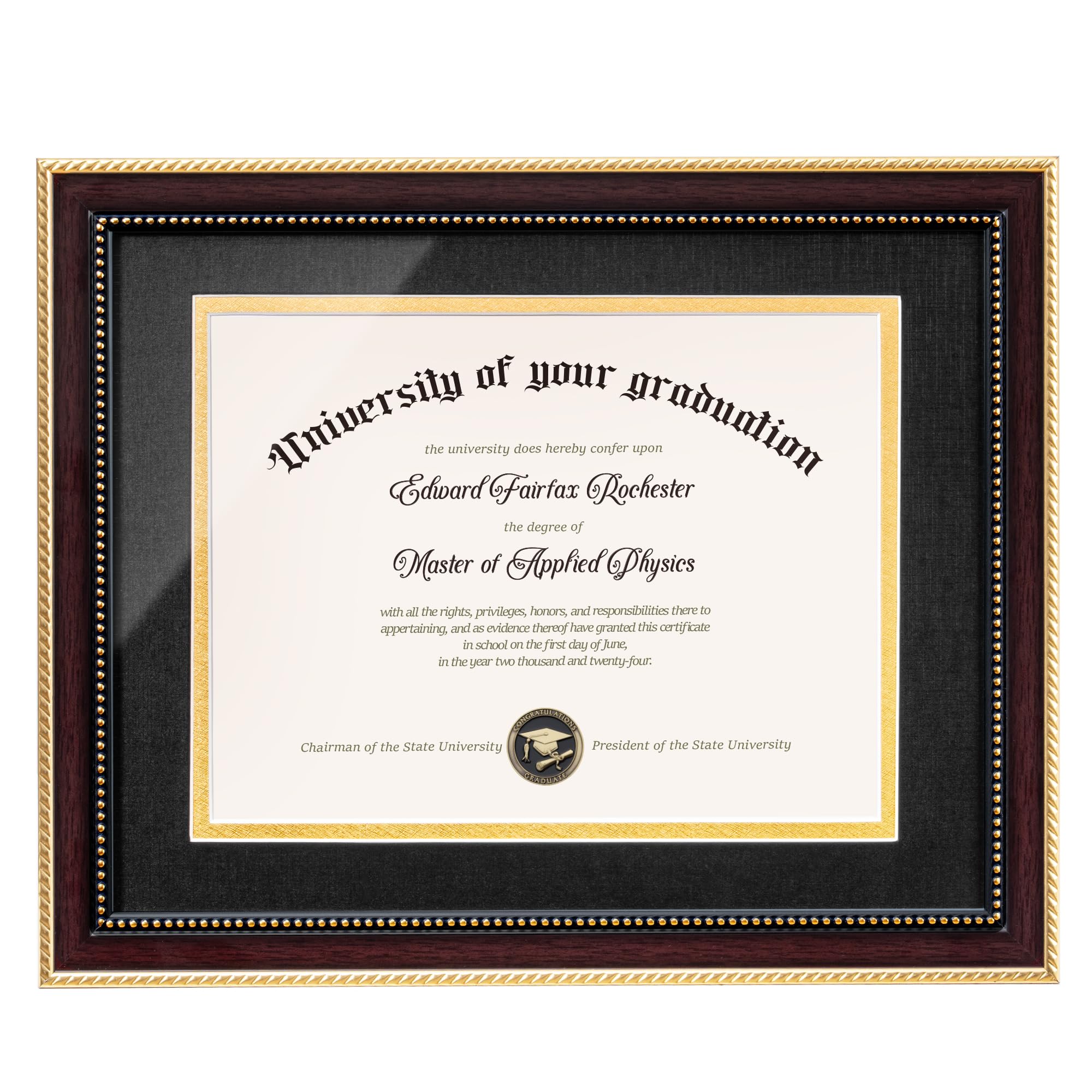 FLYJOE 8.5x11 Diploma Frame with Black over Gold Mat 11x14 Document ...