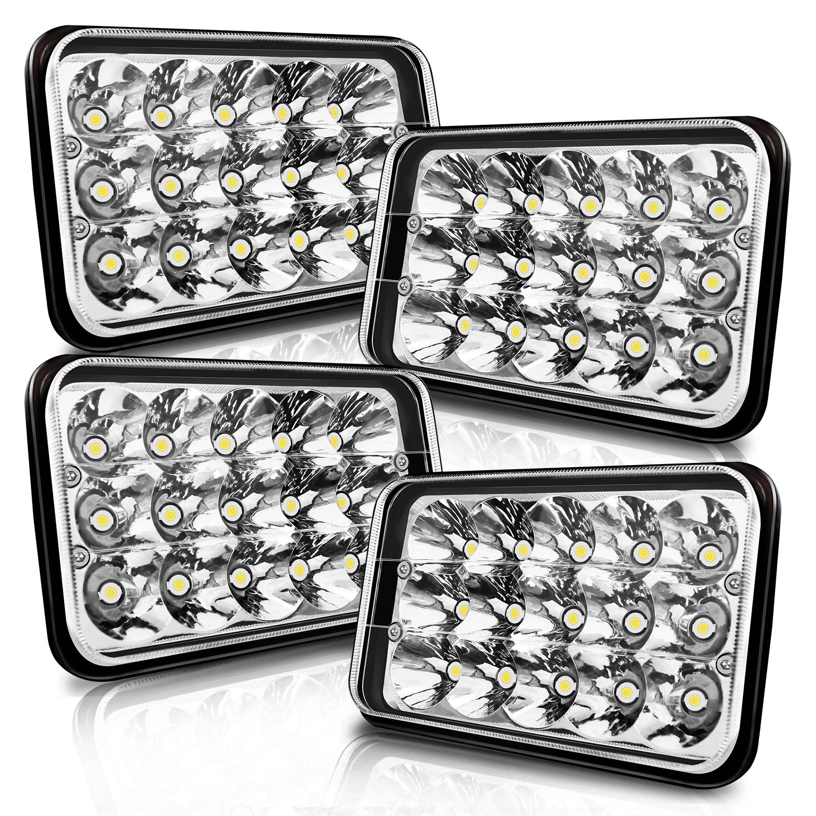 DOXMALL 4Pcs 4x6 LED Headlights With High/Low Beam Plug and Play 300% ...