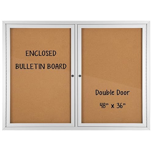 INNOVART Enclosed Bulletin Board 48”x36”, Lockable Cork Noticeboard ...