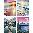4 Pack Paint by Number for Adult Kits, DIY Landscape Oil Painting Kits for Adults Beginners for ...