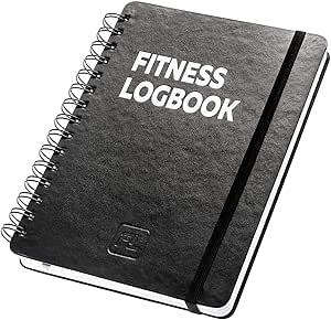Amazon.com : Fitness Logbook Hardcover Black - Round Corners : Sports ...