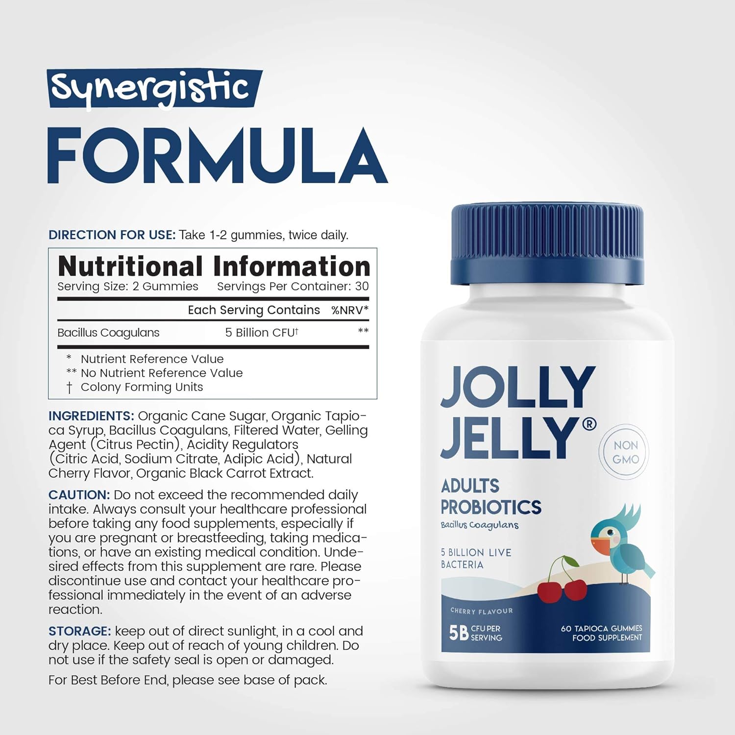 Adults Probiotics Tapioca Gummies – 5B CFU Bacillus Coagulans Per ...