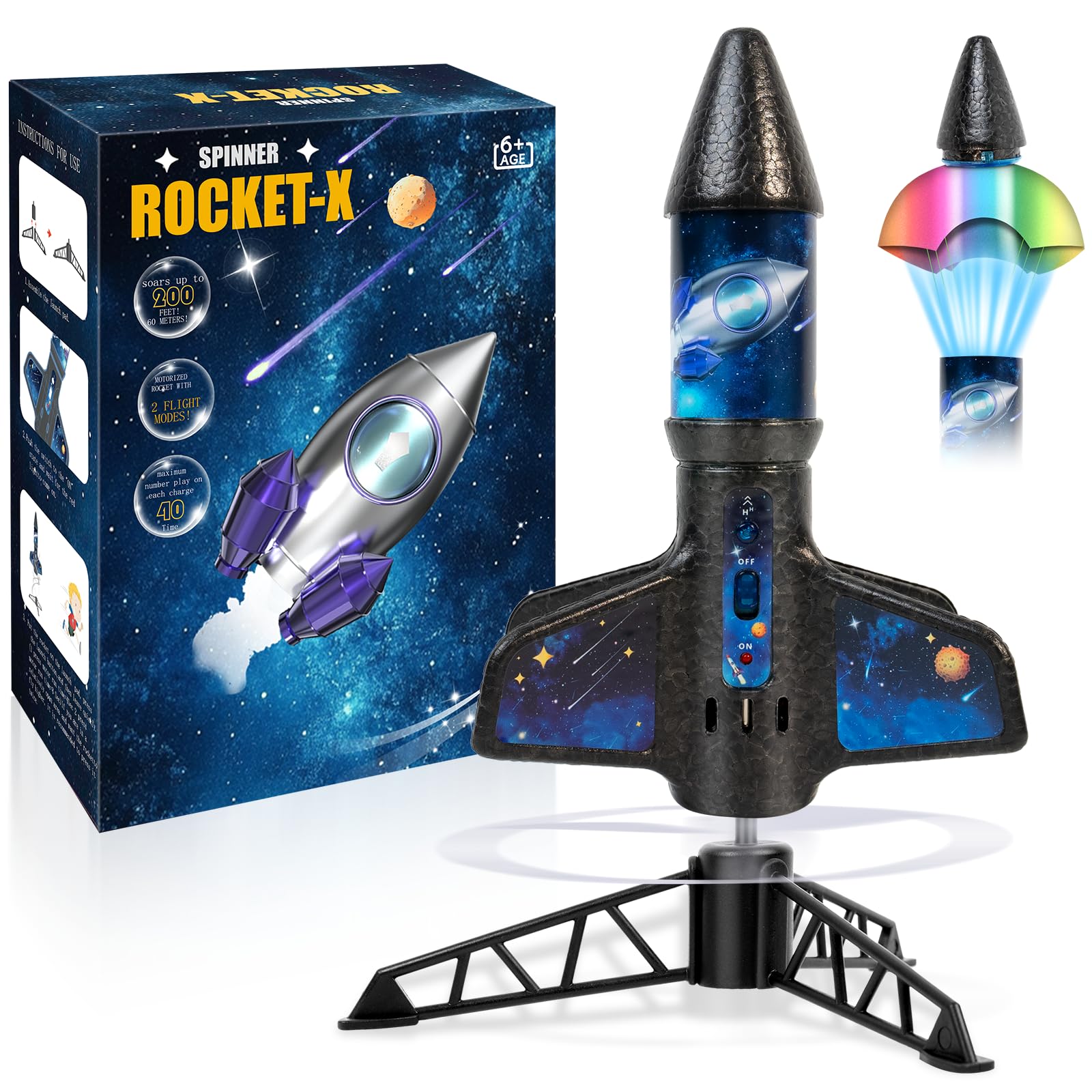 Rocket Launcher for Kids - 200 Feet of Flight Altitude, Auto Electric ...