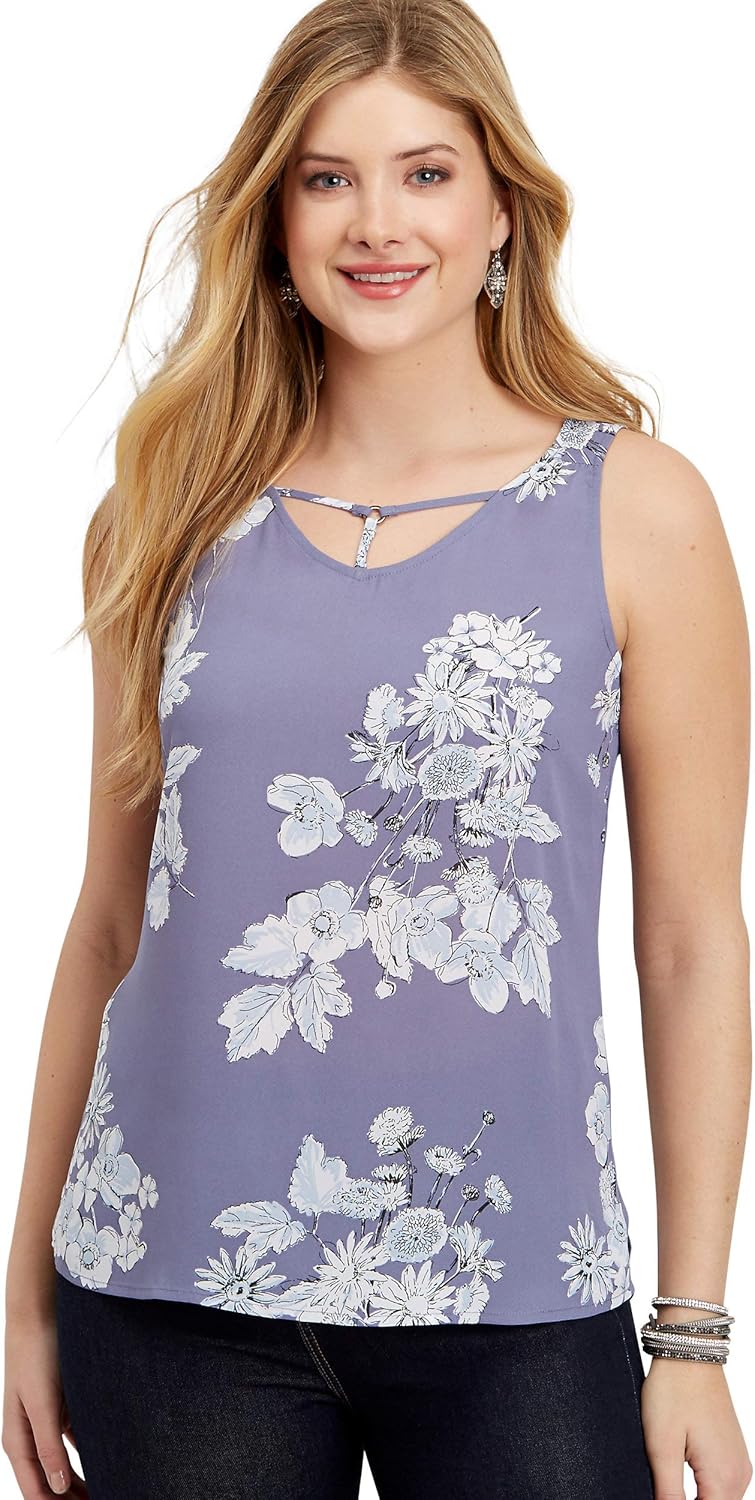 maurices Women's Strappy Neckline Floral Tank at Amazon Women’s ...