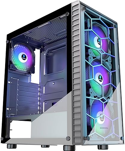 PC Case ATX Pre-Install 4x120mm RGB Fans(Fix Color), ATX Gaming PC Case ...