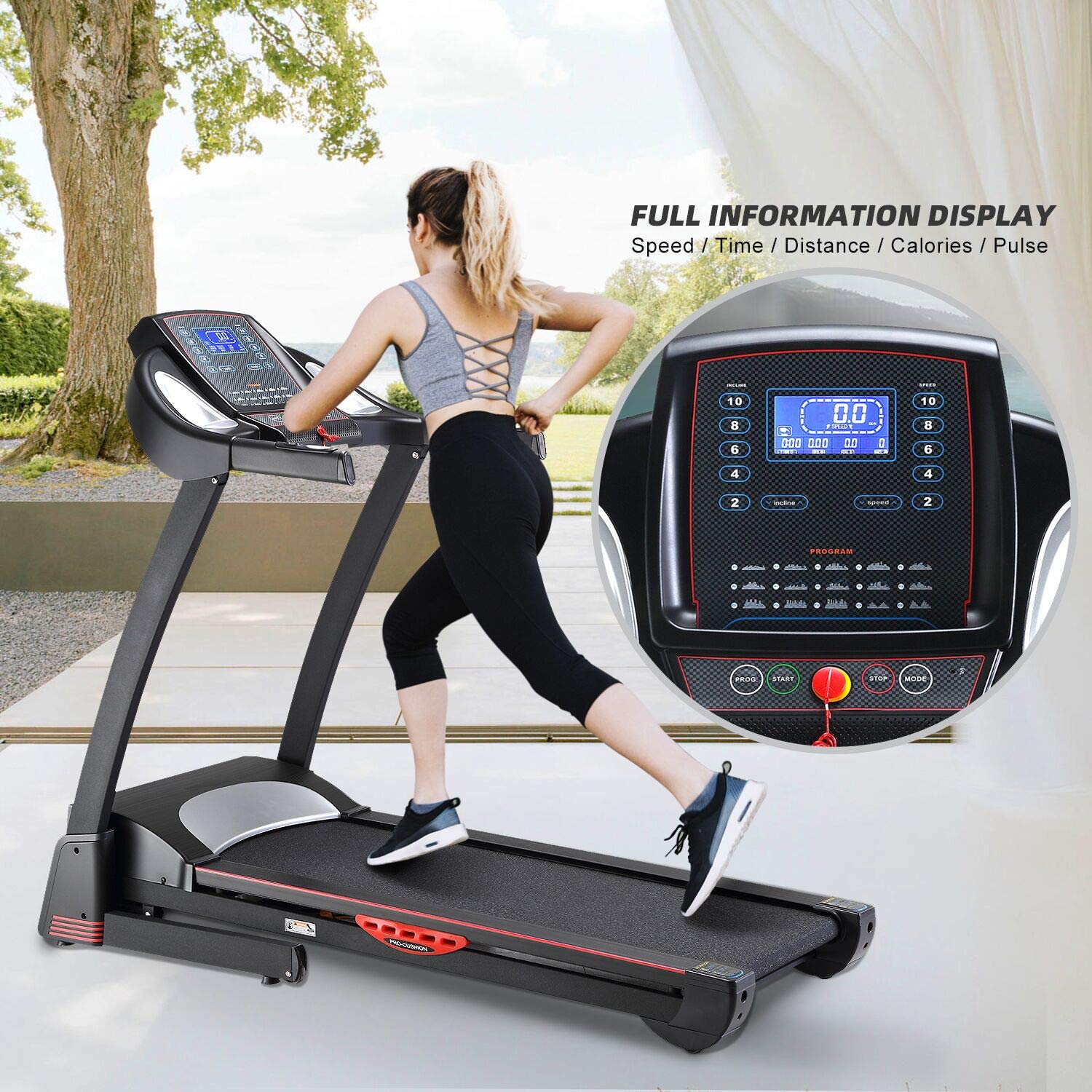 GYMBOPRO Treadmill Motorised Electric Running Machine with Auto Incline ...