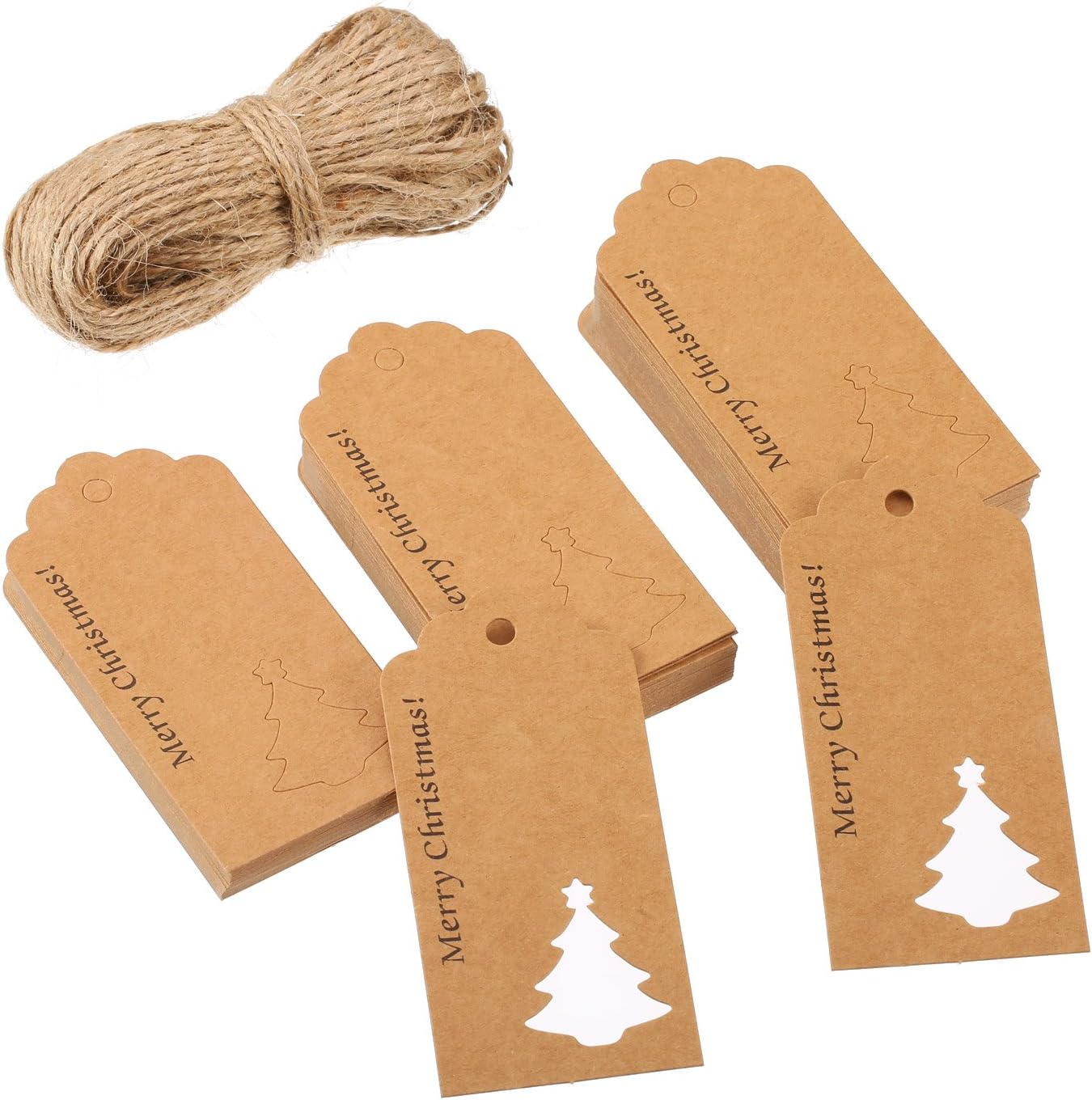 100 Pack Paper Gift Tags Crafts Hang Label Hollow Christmas Tree Design ...