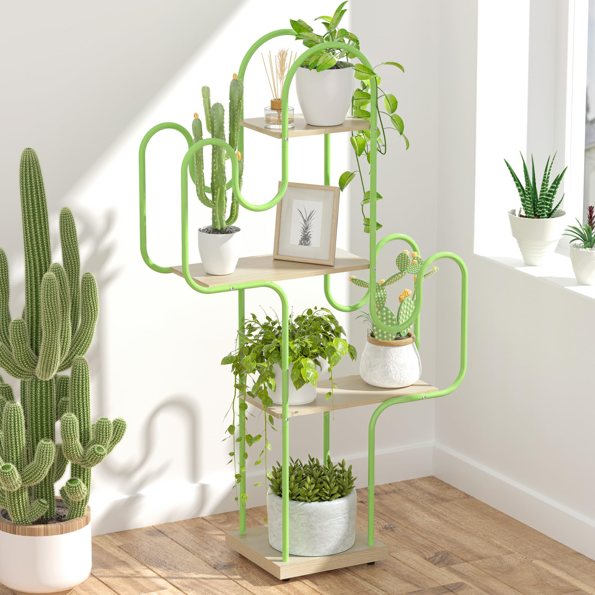 Tikea Small Cactus Plant Stand Indoor, Metal Plant Shelf for Indoor ...