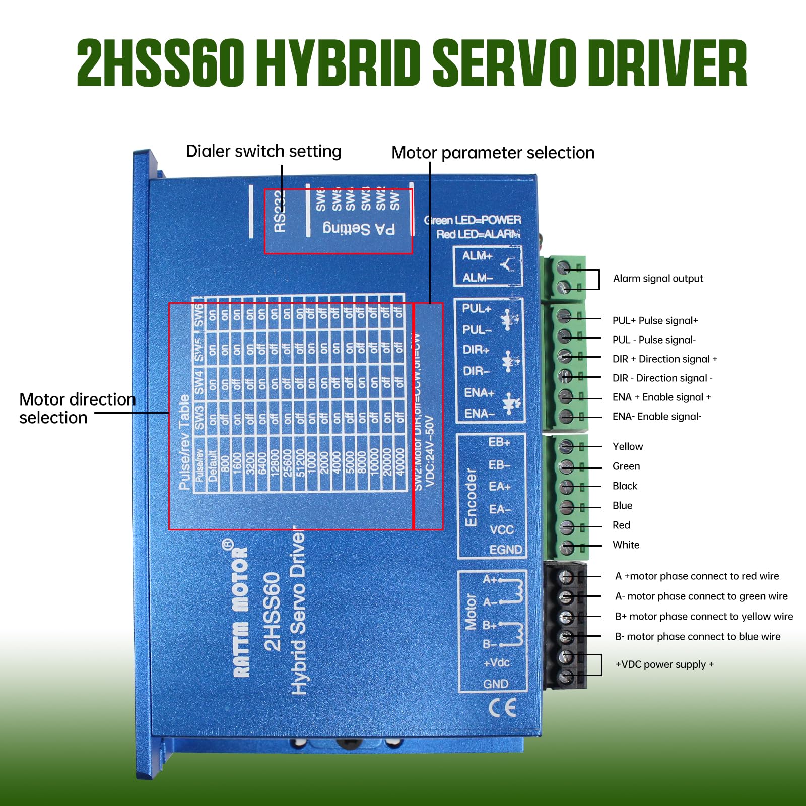 Mua RATTMMOTOR Nema24 3N.m Closed Loop Stepper Motor 88mm 5A,2HSS60 Hybrid Motor Driver 24-50V ...