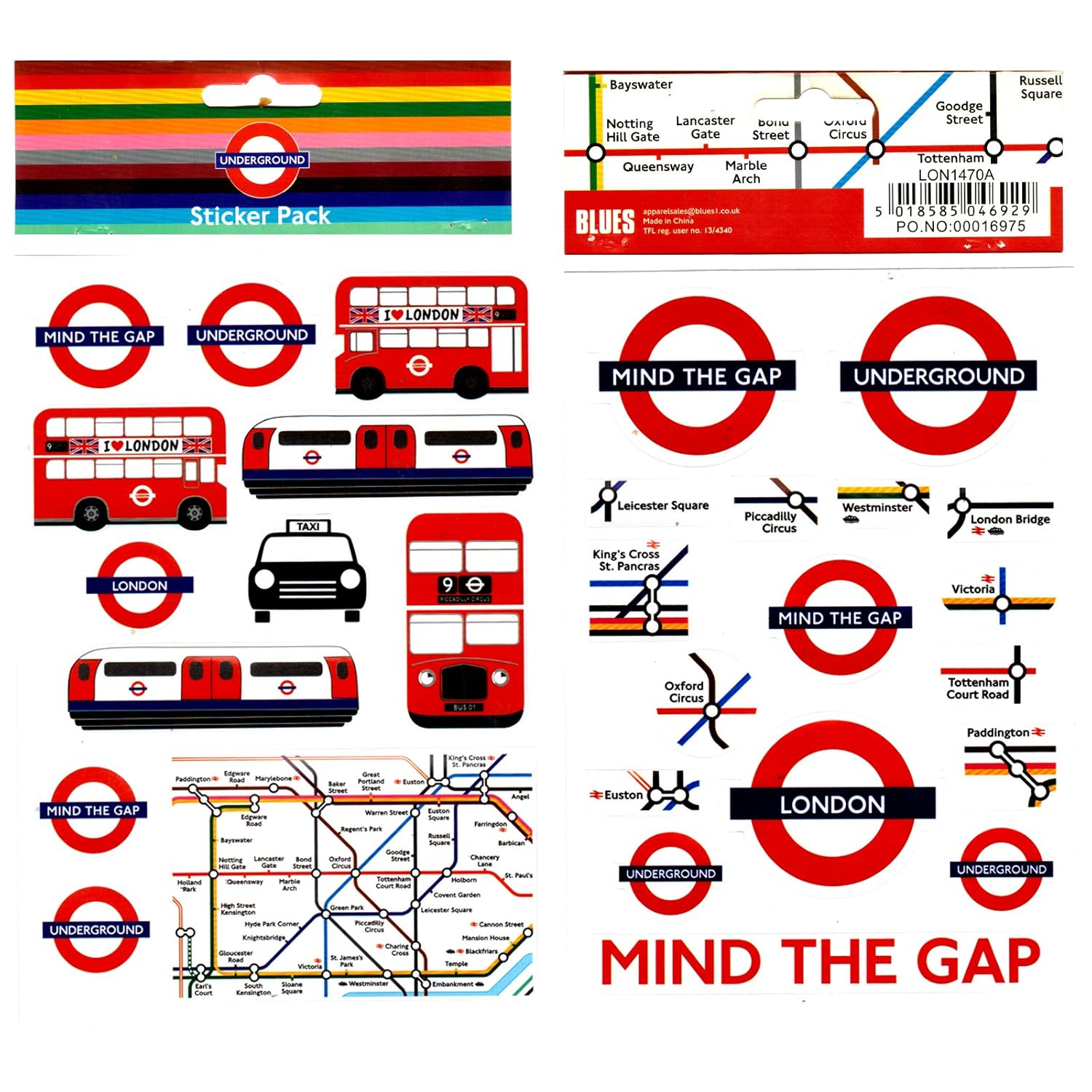 London Underground Assorted Sticker Pack, Transport for London Souvenir ...