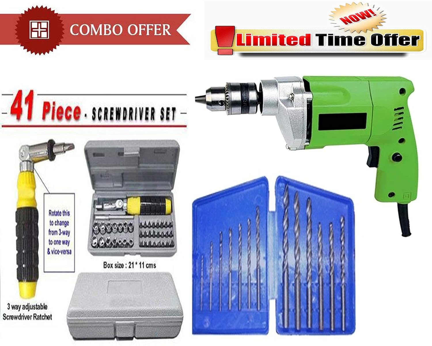 Shopper 52.com 10mm Powerful Electric Drill Machine with 13Pcs Drill ...