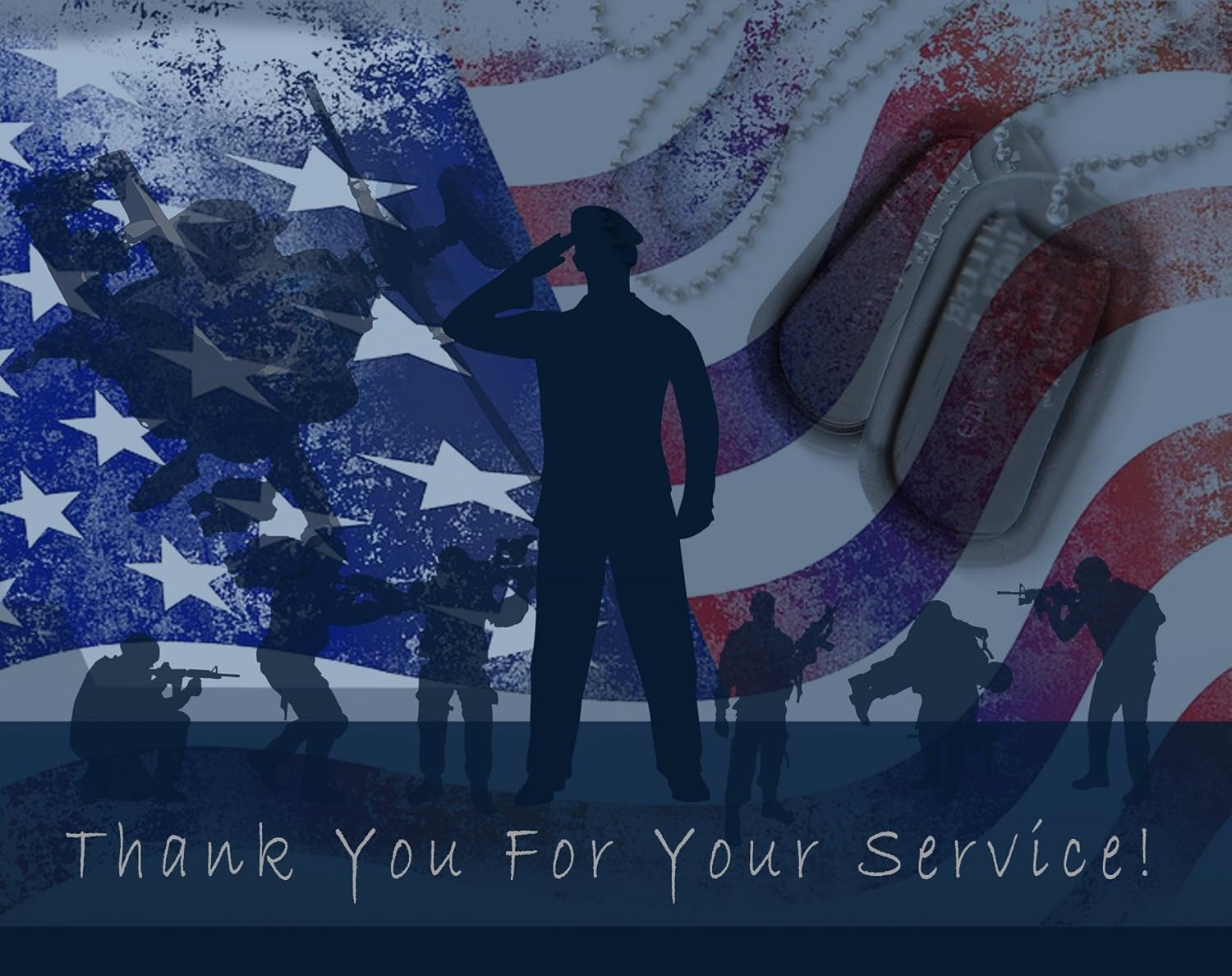 Amazon.com : Thank You For Your Service Cards - USA - American Flag ...
