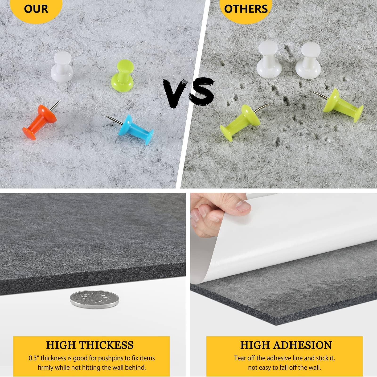 Mua 12" Large Bulletin Board with 30 Push Pins, Pack of 8 Hexagon Felt ...