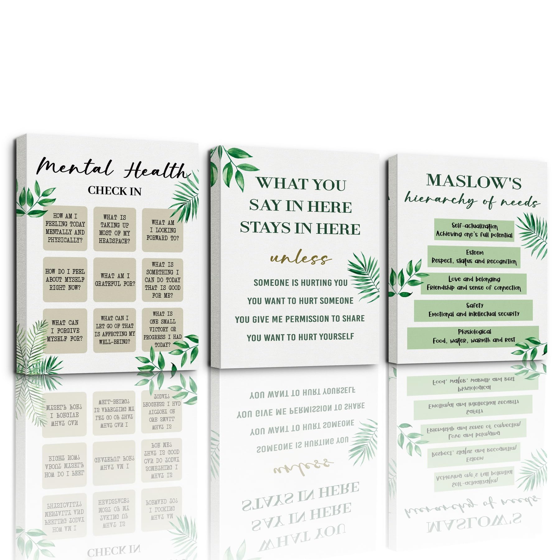 3 Pieces Canvas Wall Art, Mental Health Canvas Poster, Self Check ...