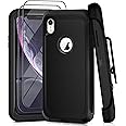 Amazon.com: PQC for iPhone XR Case with Belt Clip and 2 Pack Screen ...