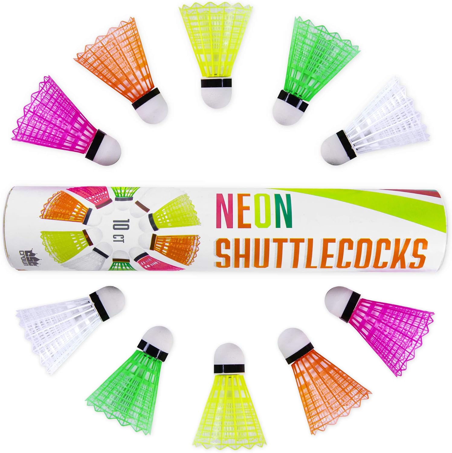 Neon Plastic Shuttlecocks | 10-Count of Highly-visible, Brightly ...