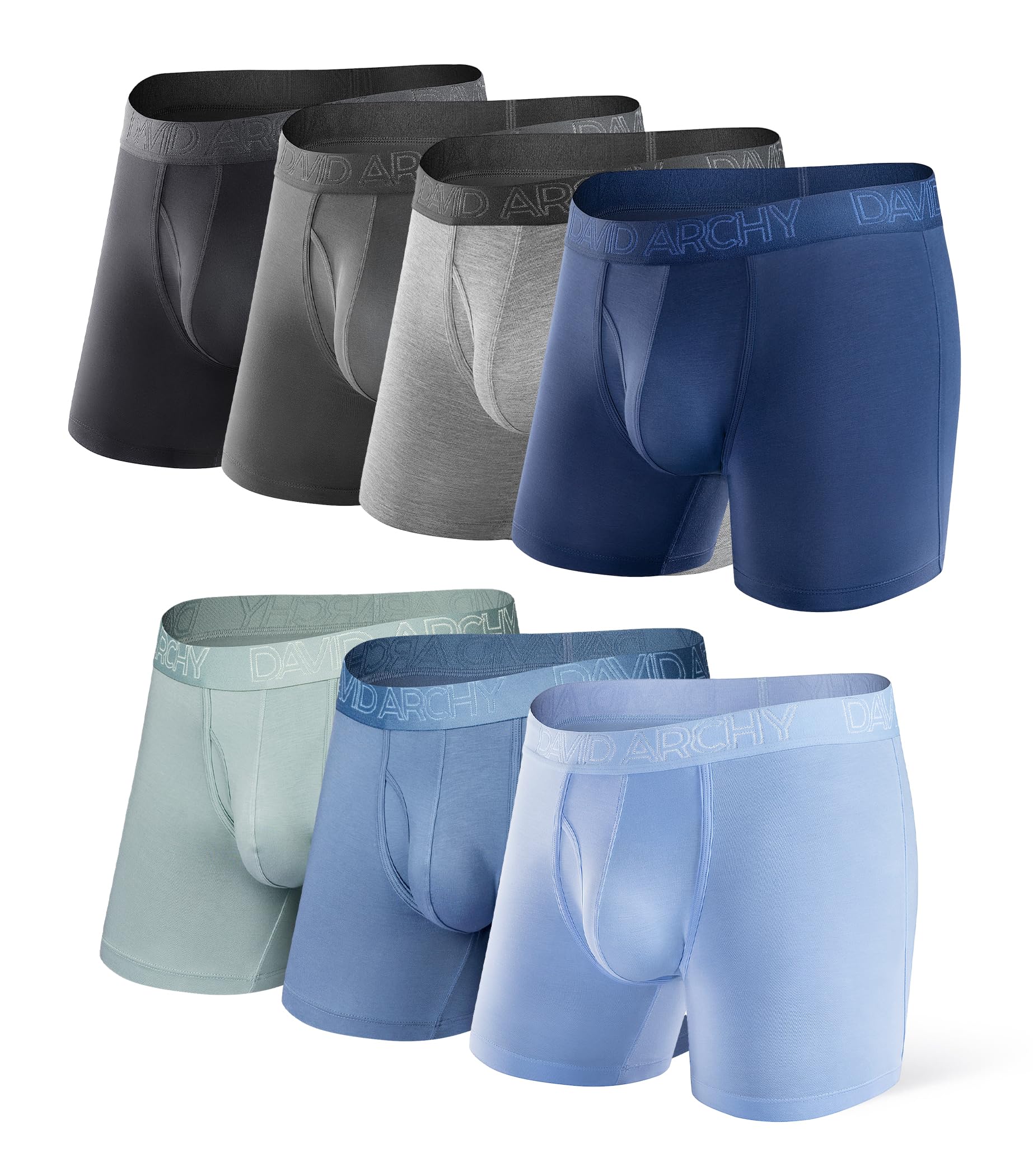DAVID ARCHY Men’s Underwear Boxer Briefs 7-Pack Breathable and Soft ...