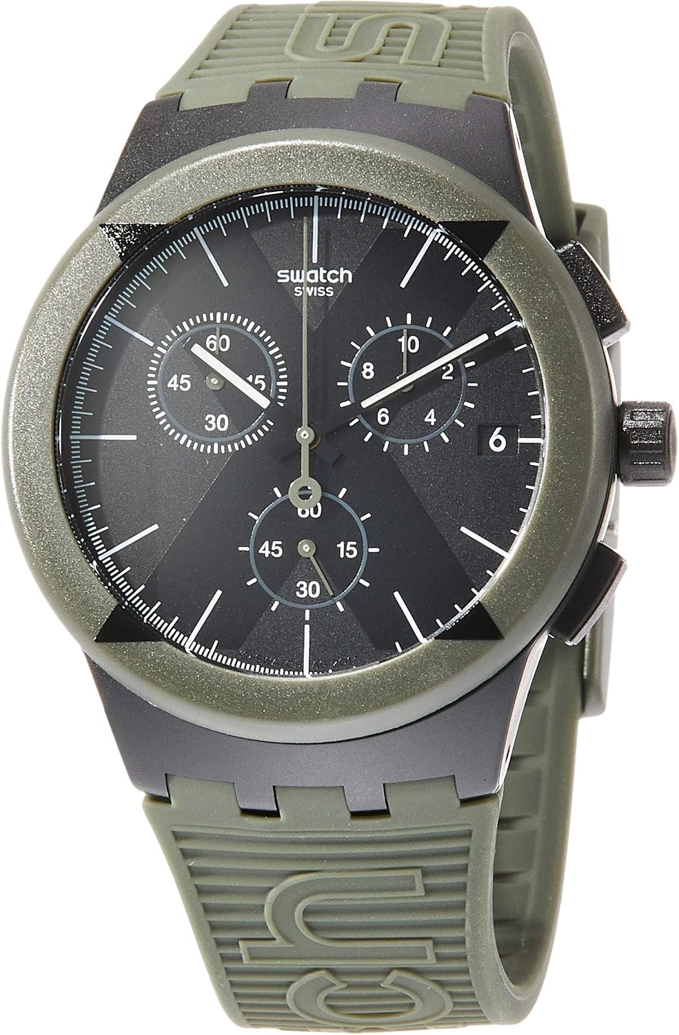 Swatch Herren Chronograph Quarz Uhr mit Silikon Armband SUSB414: Amazon ...