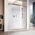 SUNNY SHOWER 60 in.W x 72 in.H Glass Shower Door, Semi Frameless Double Sliding Shower Door, 1/4 ...