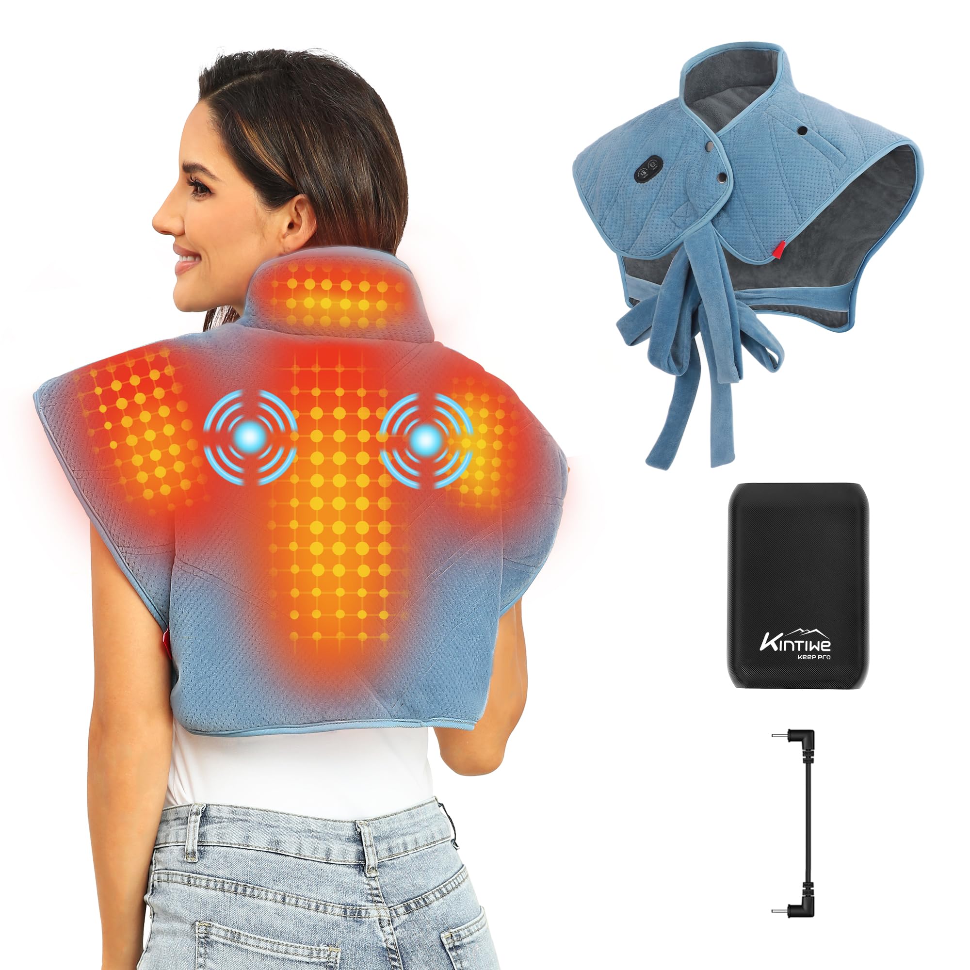 Heating Pad for Neck and Shoulders and Back with Battery,12V Portable ...