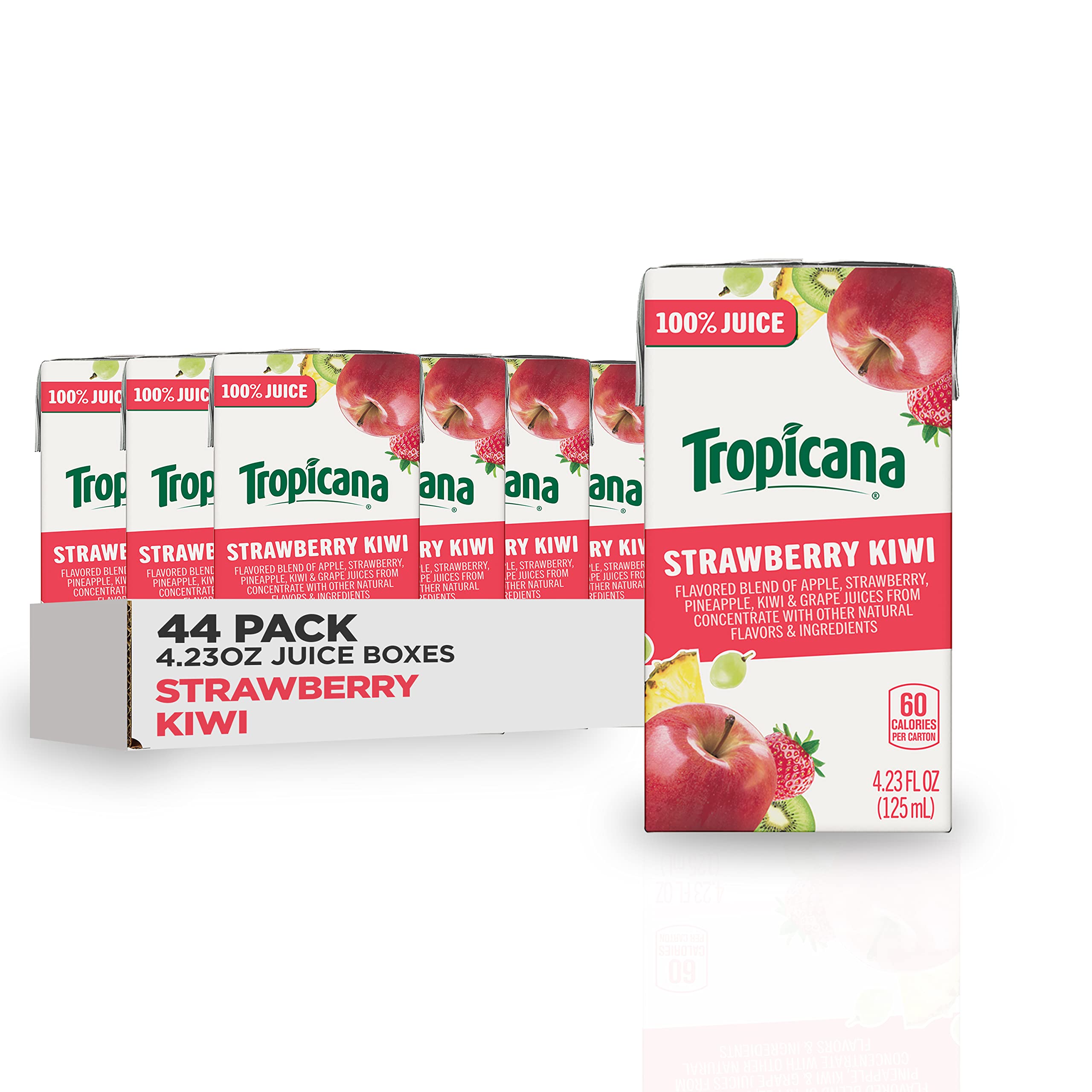 Tropicana 100% Juice Box, Strawberry Kiwi, 4.23oz (Pack of 44) - Real ...