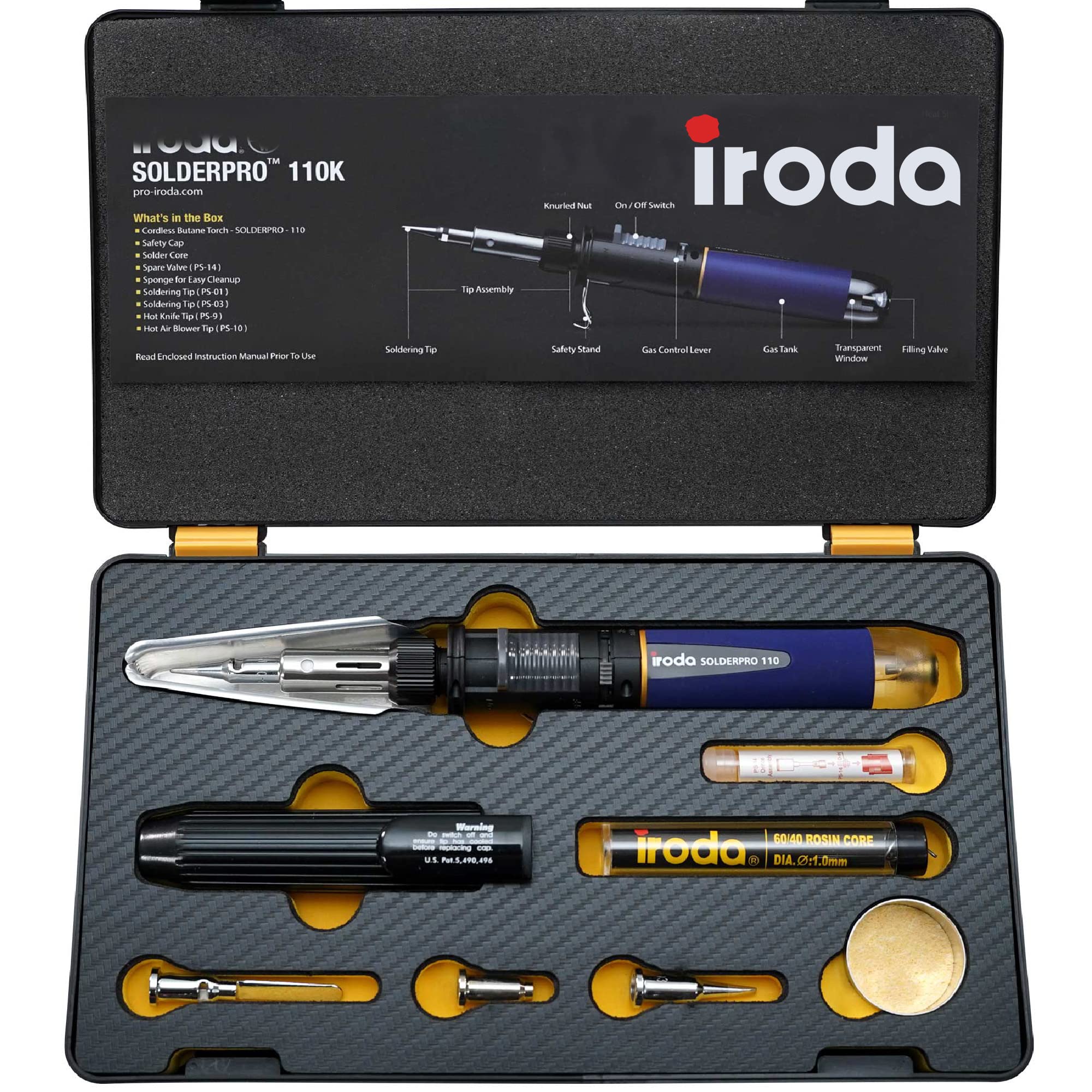 IRODA SOLDERPRO 110K Butane Soldering Iron Kit - Cordless, 4-in-1 Mini ...