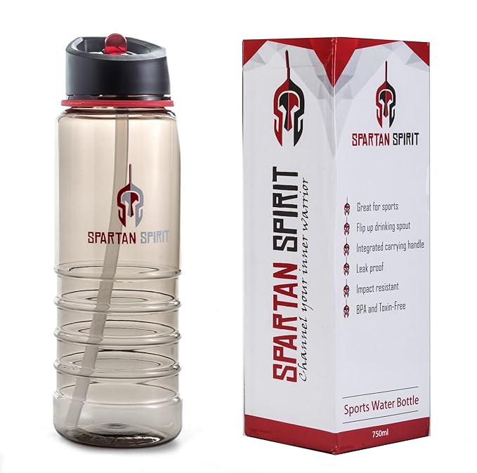 Spartan Spirit - Sports Water Bottle 750ml - Leak Proof with Straw Flip ...
