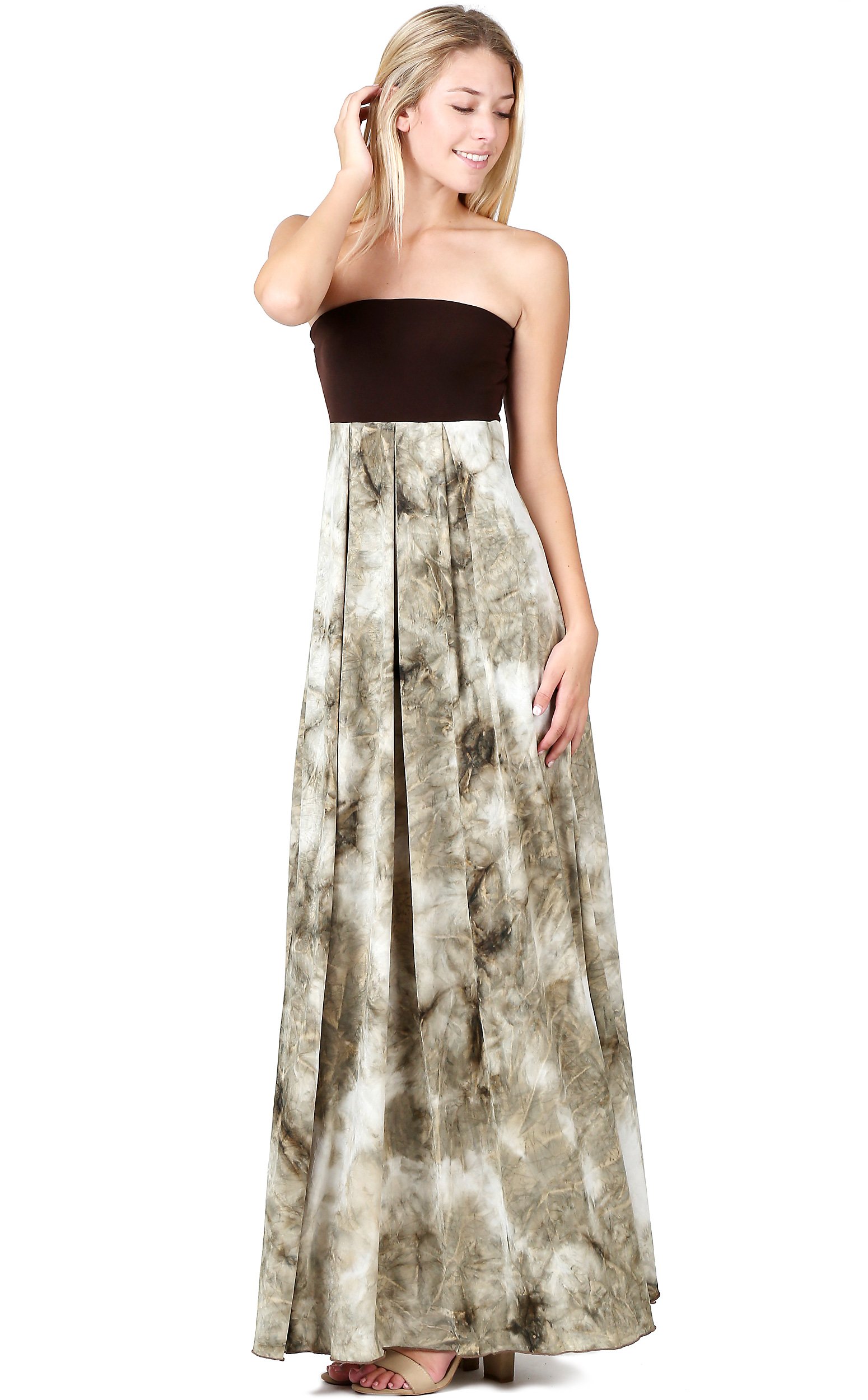 EVANESE Women's Elegant Cocktail Strapless Tube Tie dye Print Maxi Long ...