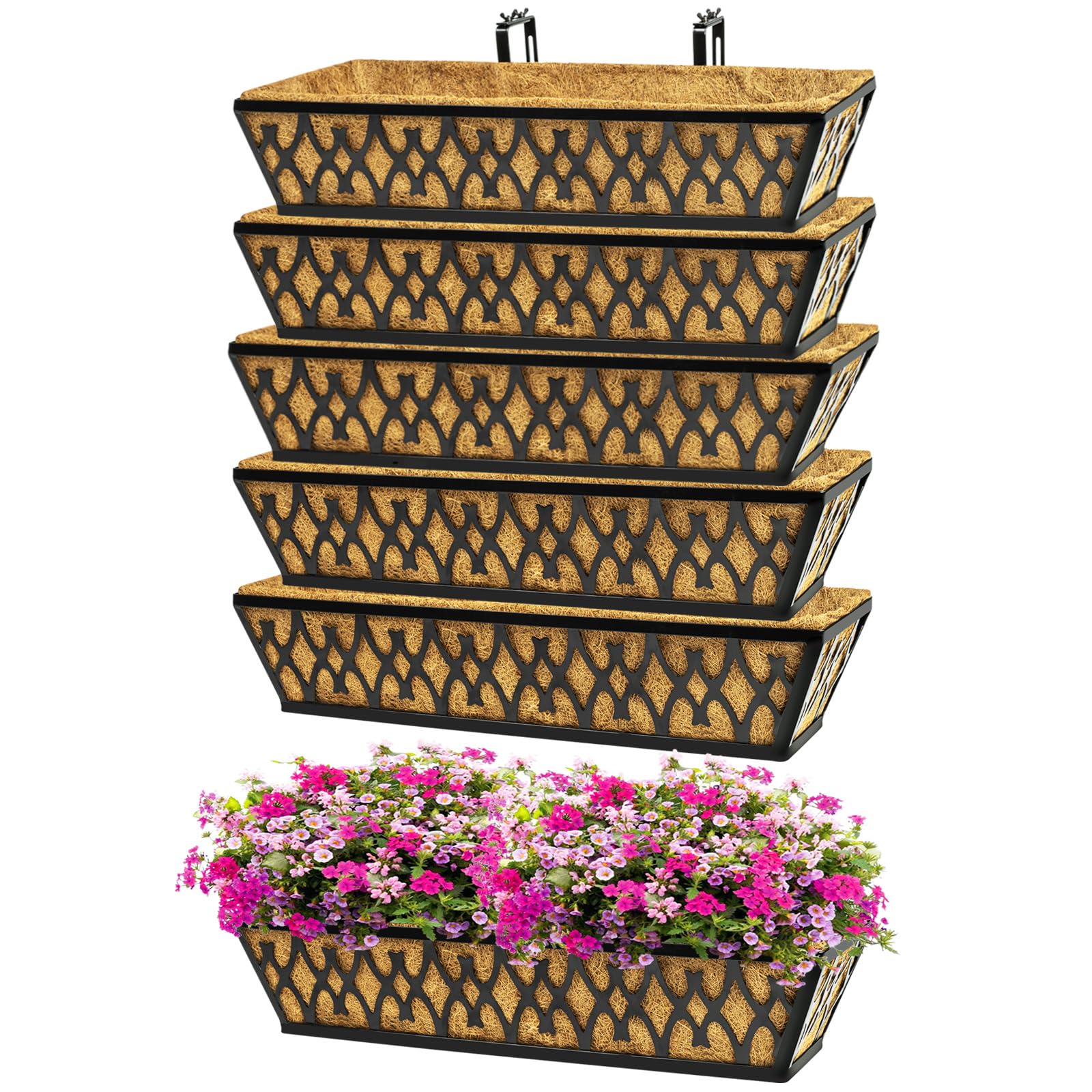 6 Pack 24 Inch Window Boxes Planters Railing Planter Box with ...