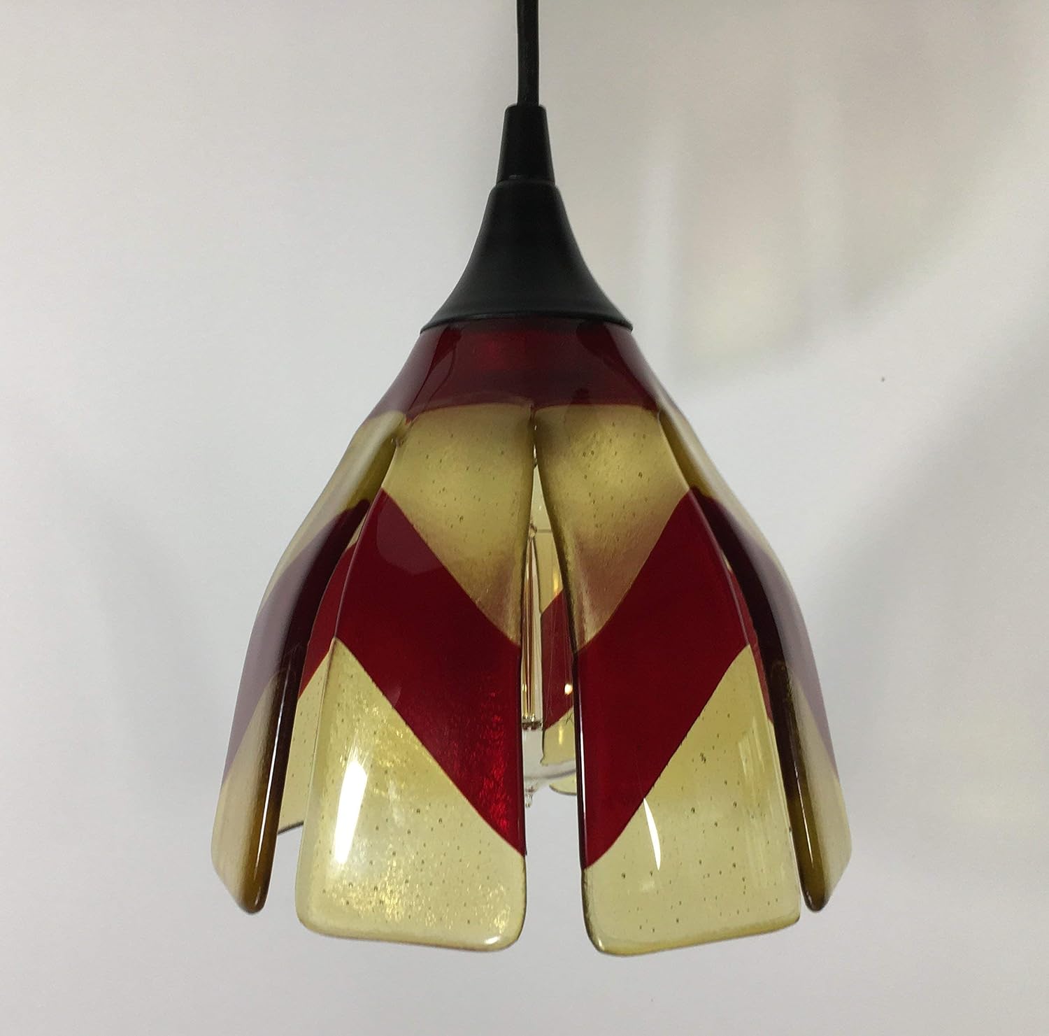 Amazon.com: Red and Light Amber Glass 8-Sided Pendant Light Shade: Handmade