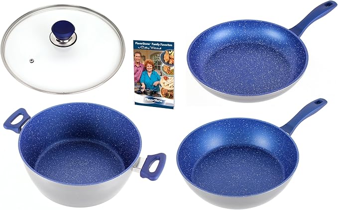 FlavorStone 11" Blue Sapphire Essential Cookware Set: Amazon.co.uk ...
