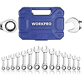 WORKPRO 22-Piece Ratcheting Wrench Set, Flex-Head Ratchet Combination Wrench Sets with Organizer ...
