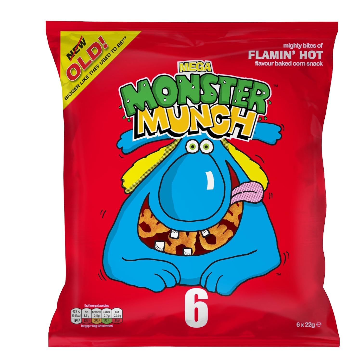 Mega Monster Munch Flamin' Hot Snacks, 6 x 22 g: Amazon.co.uk: Prime Pantry