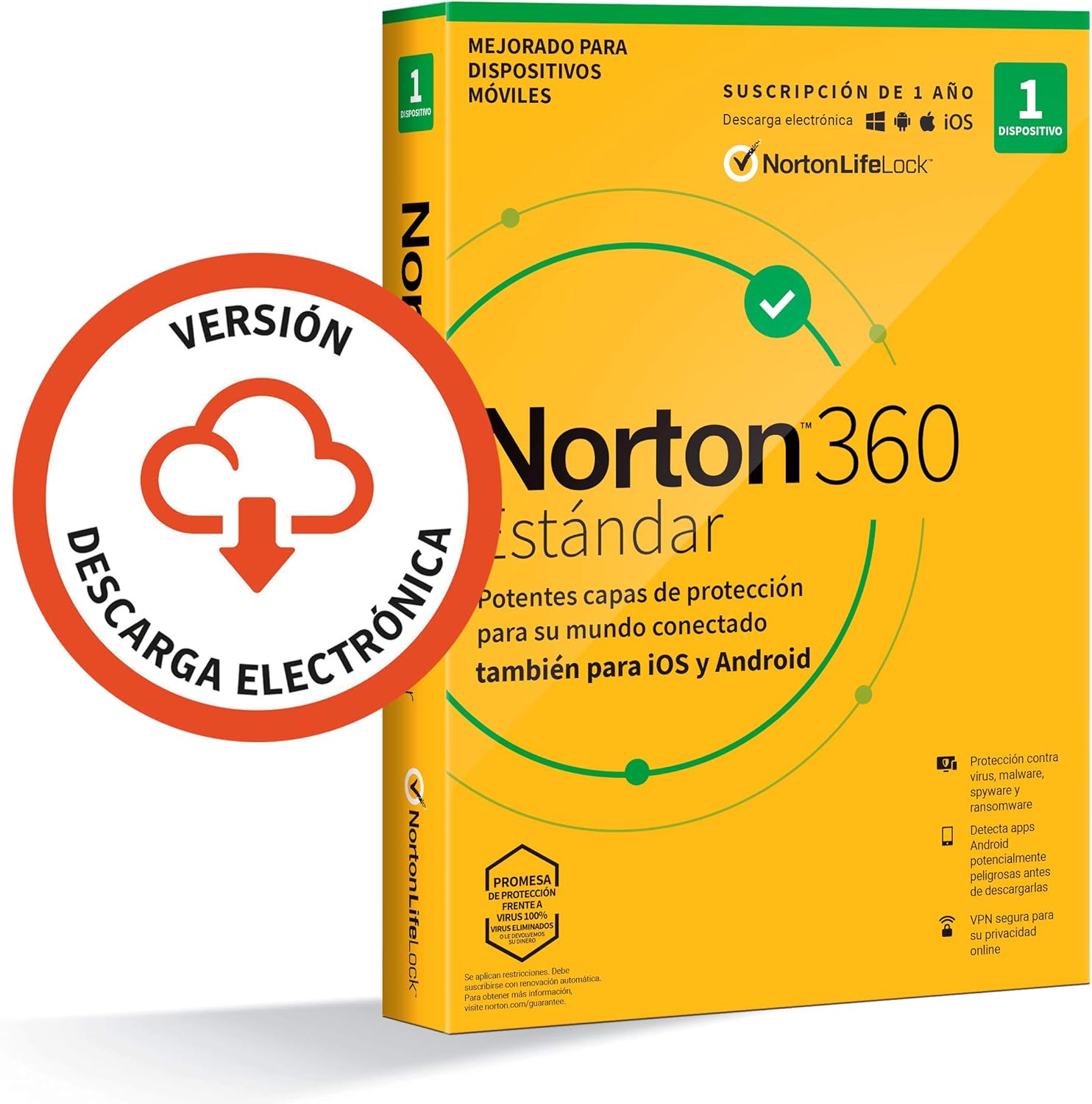 Norton 360 Estándar 2021 - 1 Dispositivo, 1 Año, para PC/Mac, Código de ...
