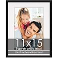 Amazon.com - 11x15 Frame with Mat - Black 13x17 Frame Wood Made to ...