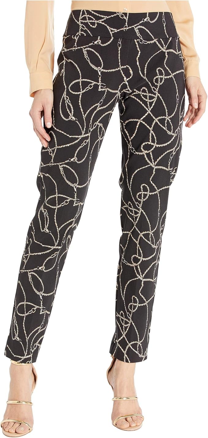 Amazon.com: Elliott Lauren Chain Link Pull-On Ankle Pants with Back ...