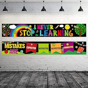 Amazon.com: 2 Pieces Motivational Classroom Banner Poster Positive ...