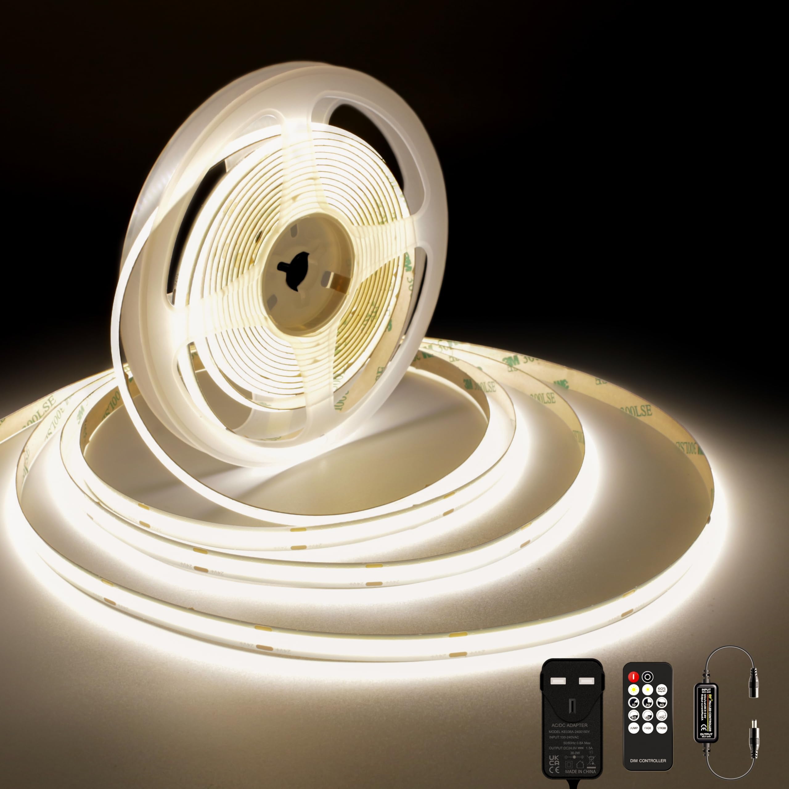 COB LED STRIP Lights, Dimmable 4000K LED Strip Kit, Super Bright 24V ...