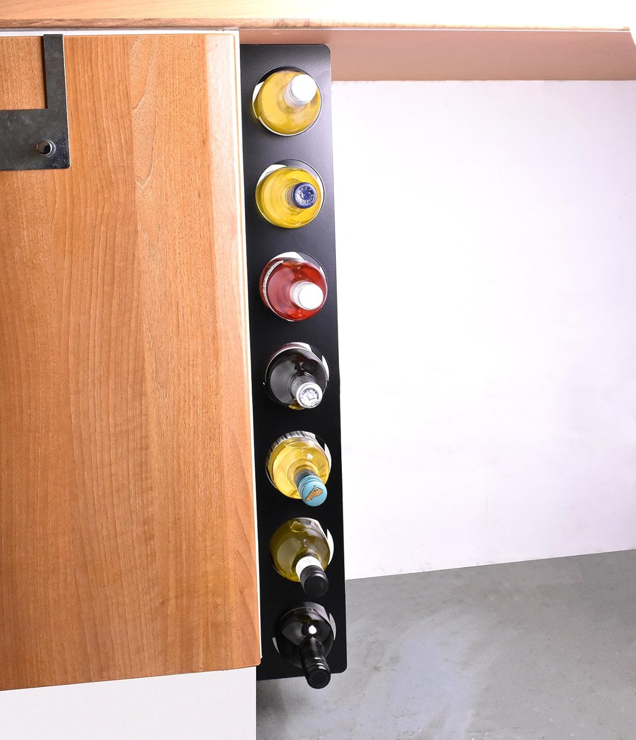 Wall Cabinet Mounted Steel Narrow Wine Rack 7 Bottle Holder Storage ...