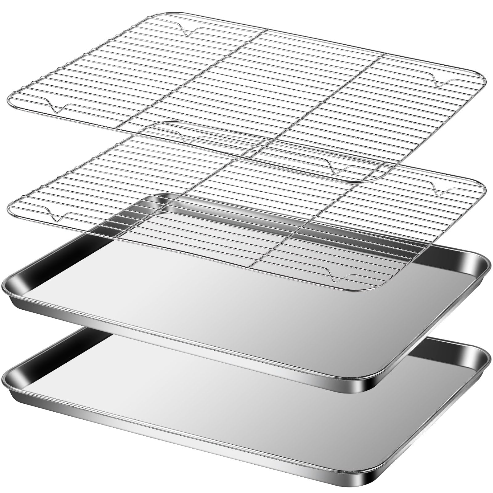 Baking Sheet with Racks Set [2 Sheets + 2 Racks], Stainless Steel ...