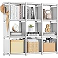 Amazon.com: Mavivegue Book Shelf, 9 Cube Storage Organizer, DIY Bookcase, Metal Cube Bookshelf ...